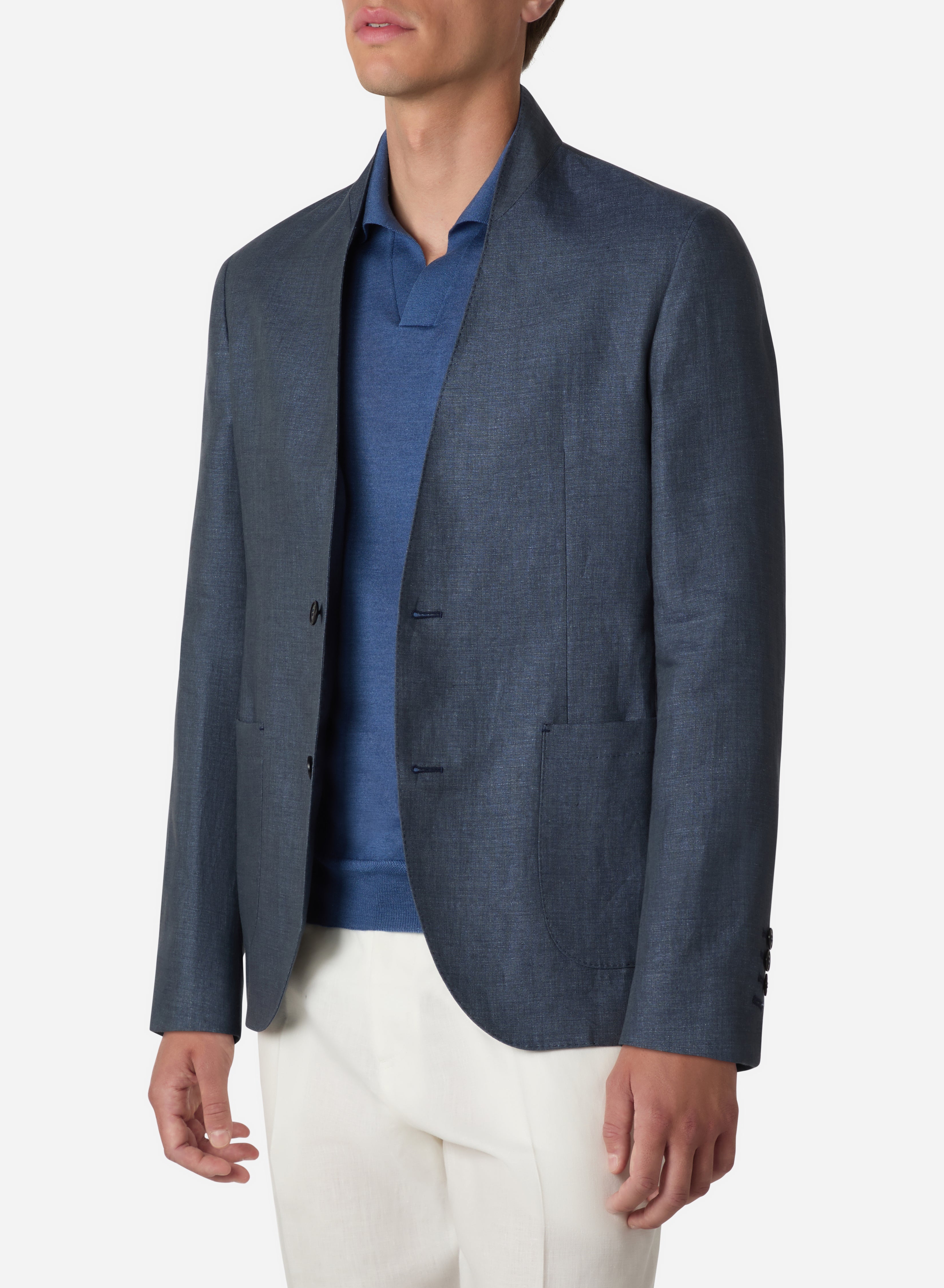 LINEN COLLARLESS BLAZER